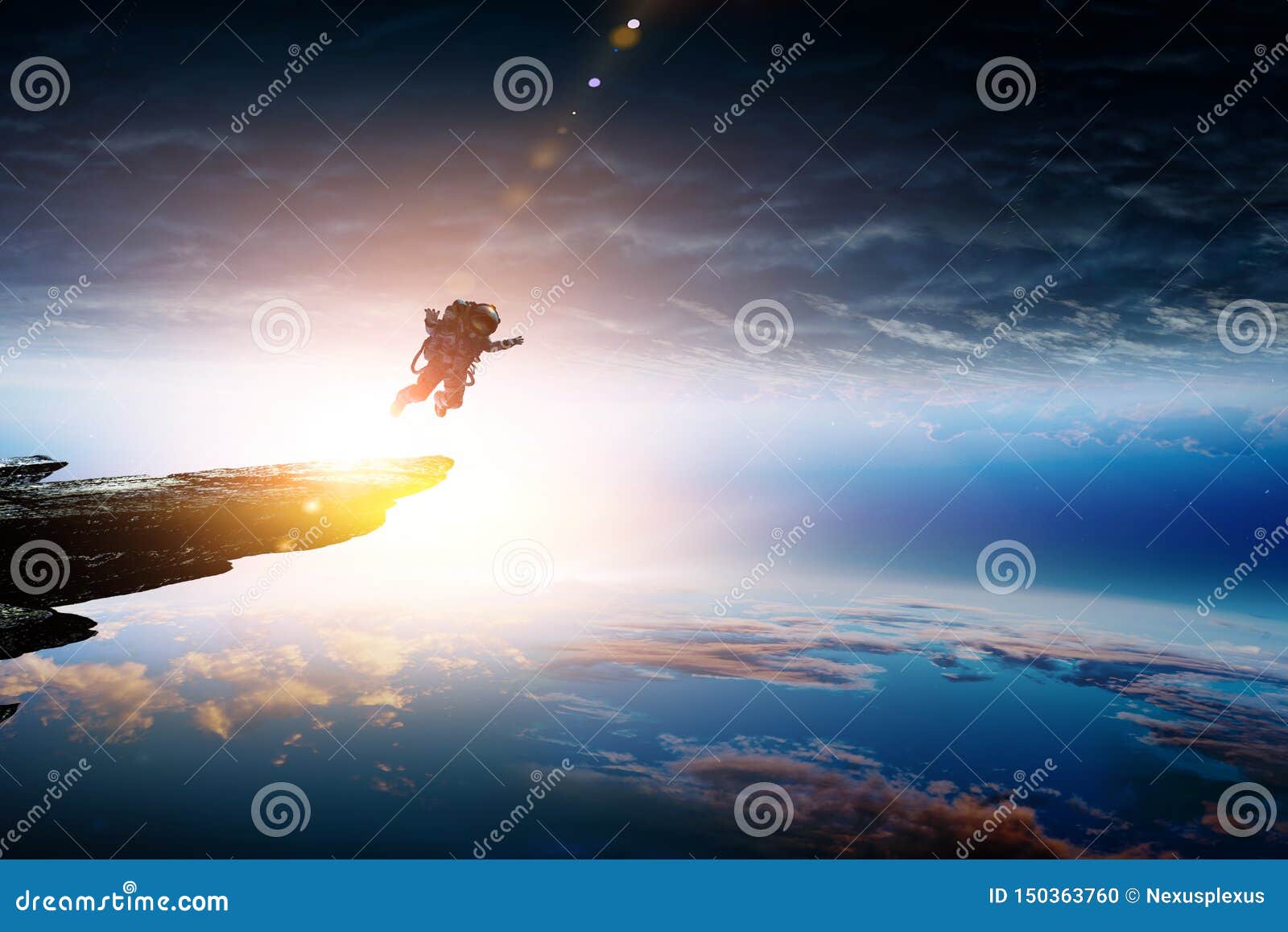 Spaceman and Planet, Human in Space Concept Stock Photo - Image of ...
