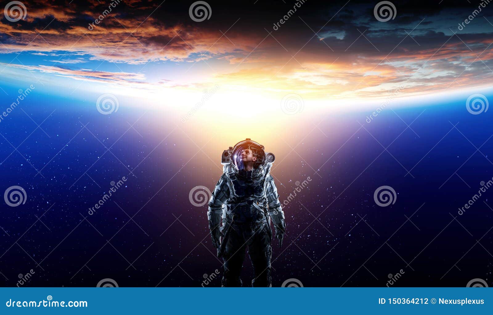 Spaceman and Planet, Human in Space Concept Stock Photo - Image of ...