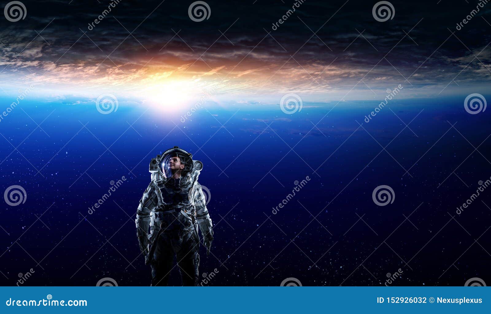 Spaceman and Planet, Human in Space Concept Stock Photo - Image of ...