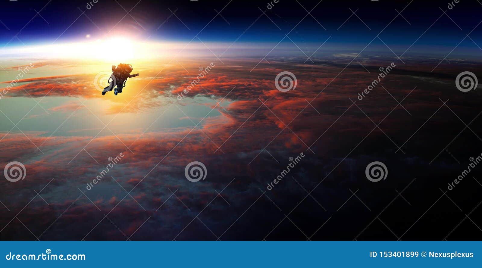 Spaceman and Planet, Human in Space Concept Stock Image - Image of ...