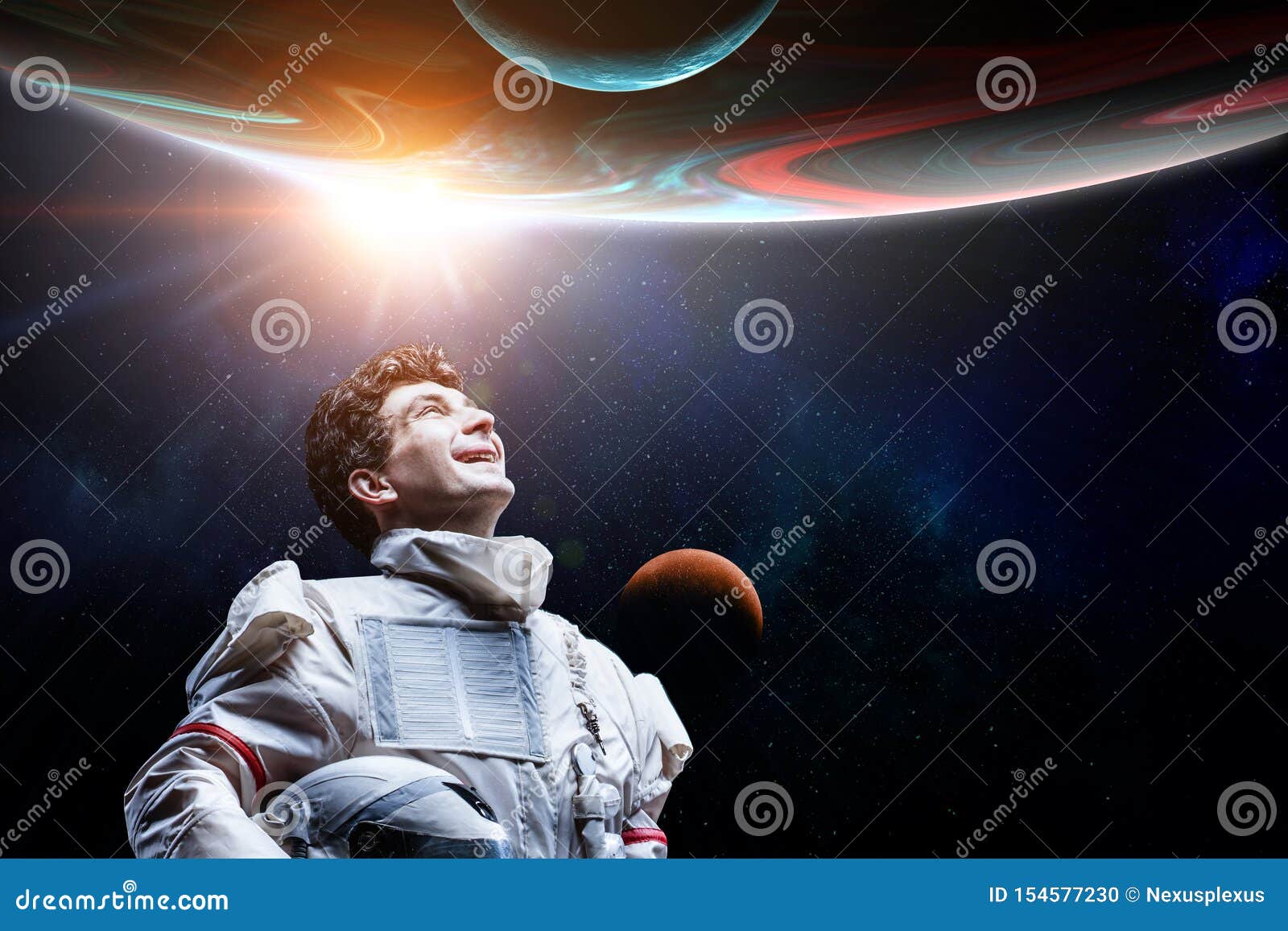Spaceman and Planets Abstract Theme Stock Photo - Image of spaceman ...