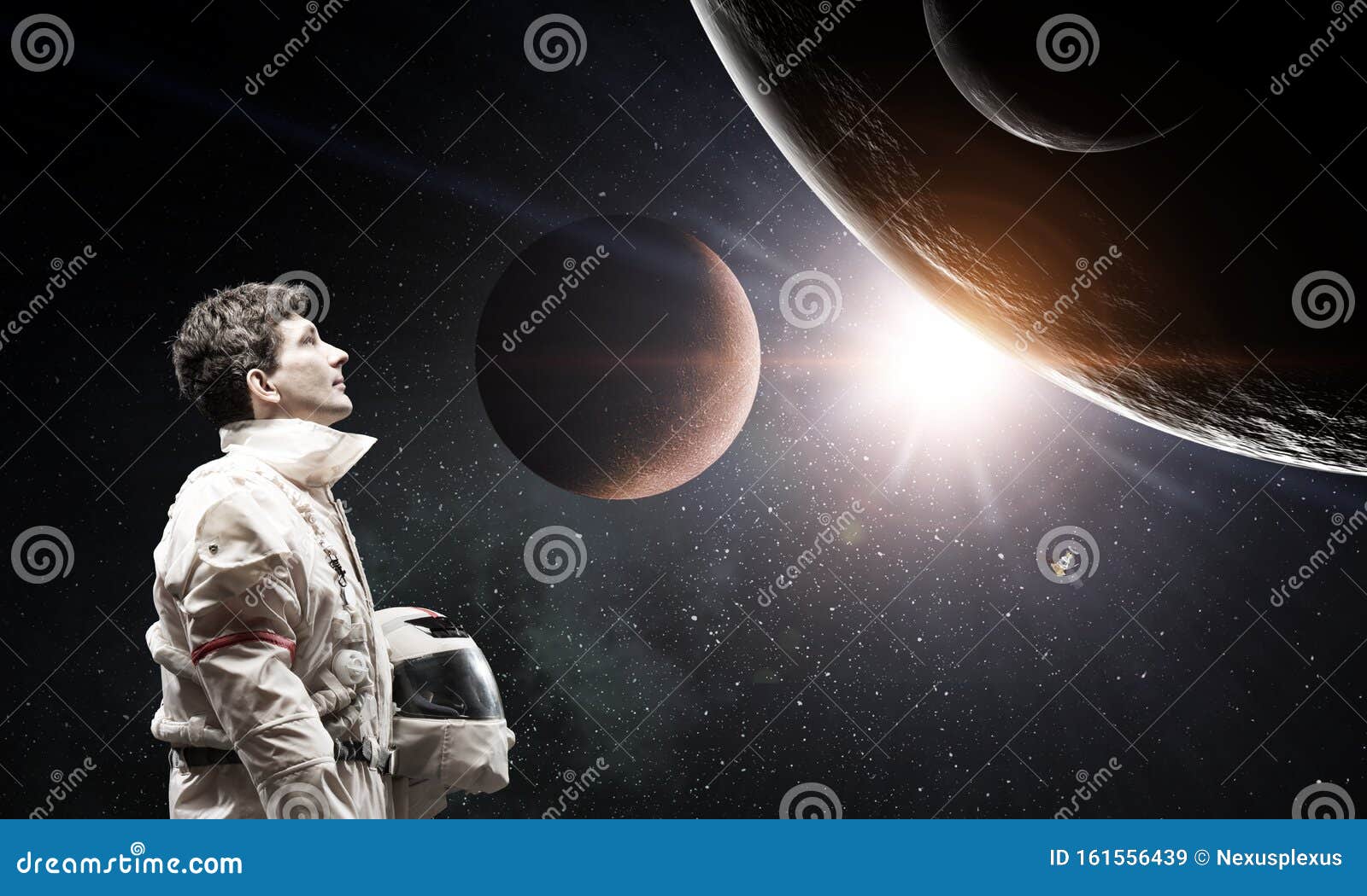Spaceman and the Planets Abstract Theme Stock Image - Image of ...