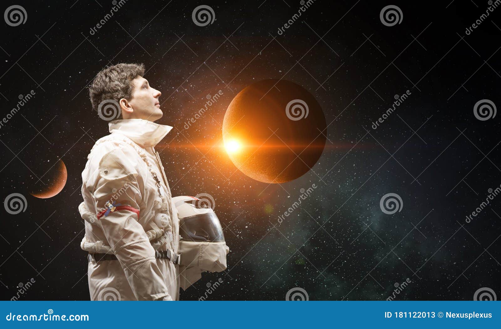 Spaceman and the Planets Abstract Theme Stock Image - Image of universe ...