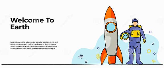 Spaceman and Rocket Vector Illustration. Space Travel Design Stock ...