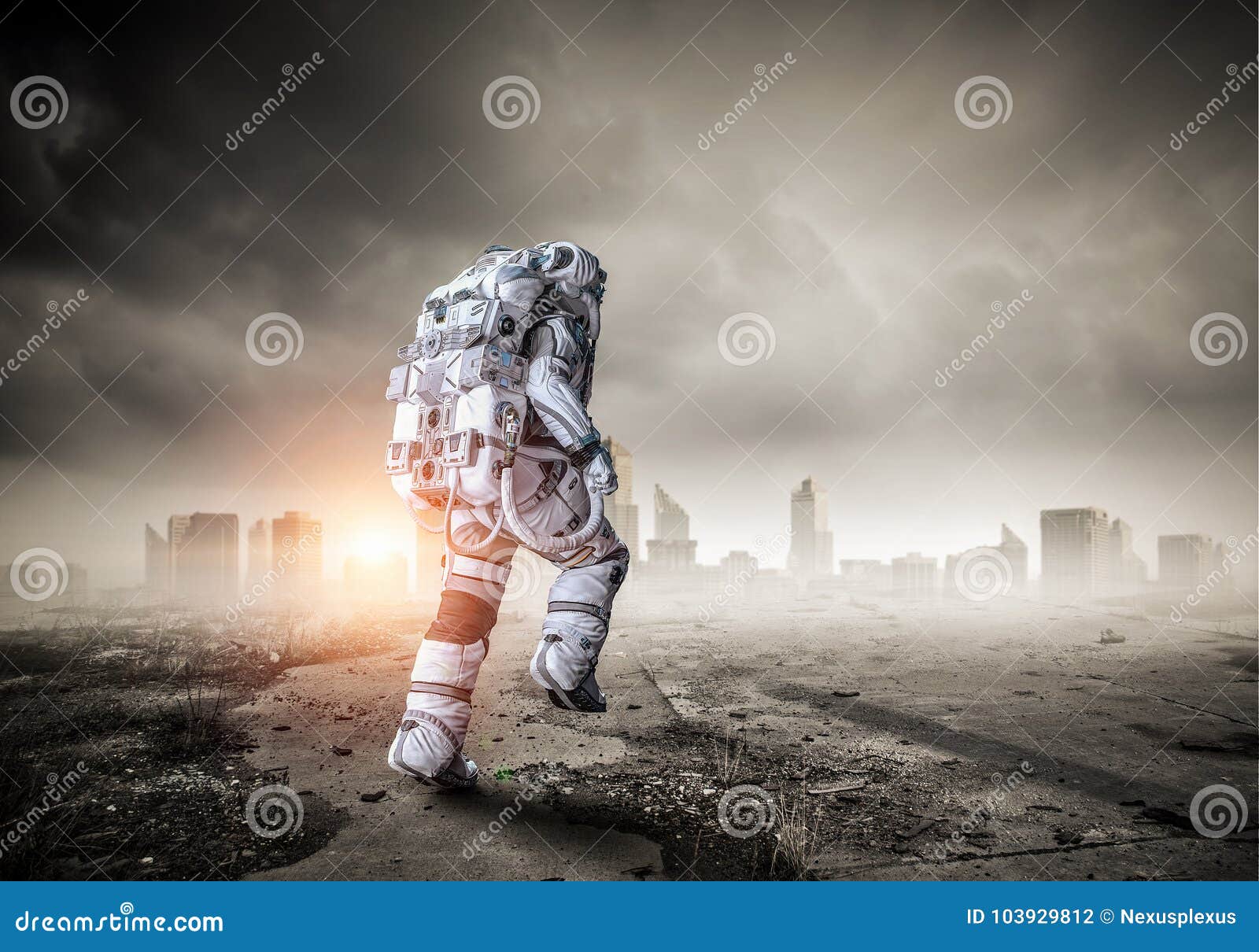 Spaceman Running Fast. Mixed Media Stock Photo - Image of running ...