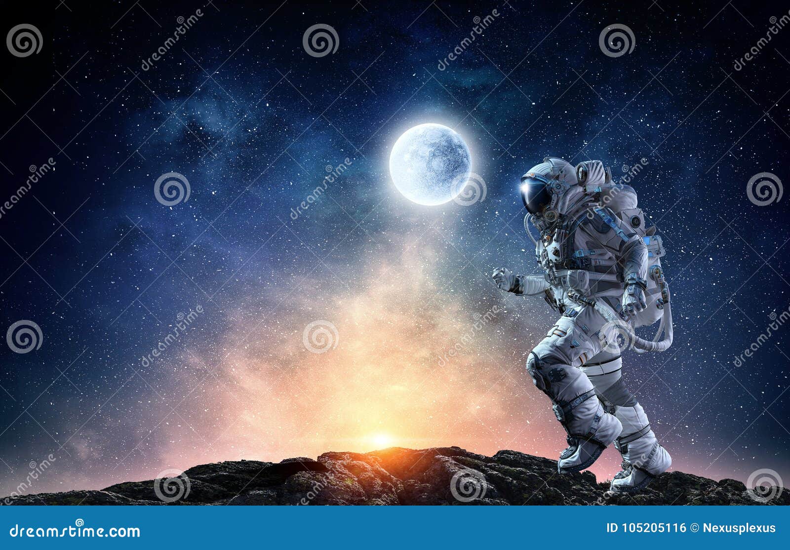 Spaceman Running Fast. Mixed Media Stock Illustration - Illustration of ...