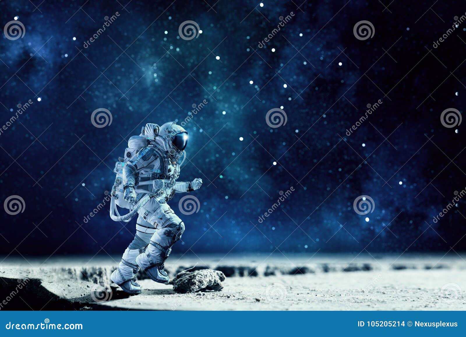 Spaceman Running Fast. Mixed Media Stock Photo - Image of journey ...