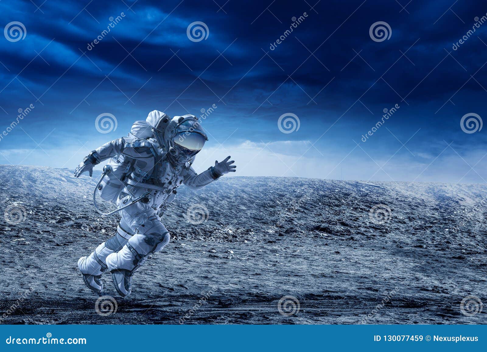 Spaceman Running Fast. Mixed Media Stock Image - Image of spaceman ...