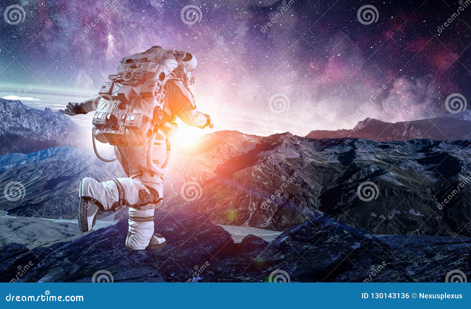 Spaceman Running Fast. Mixed Media Stock Illustration - Illustration of ...