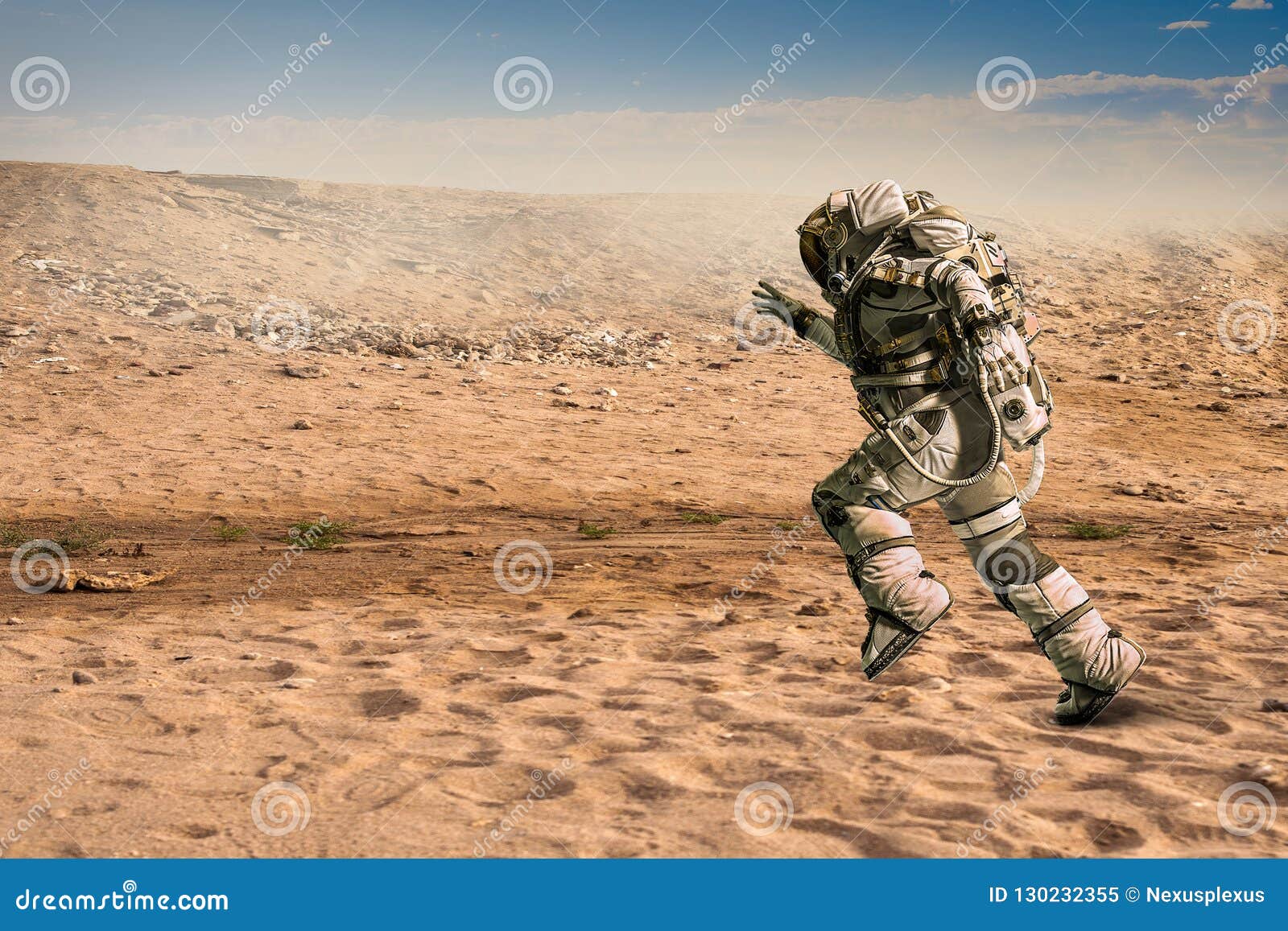 Spaceman Running Fast. Mixed Media Stock Image - Image of space ...