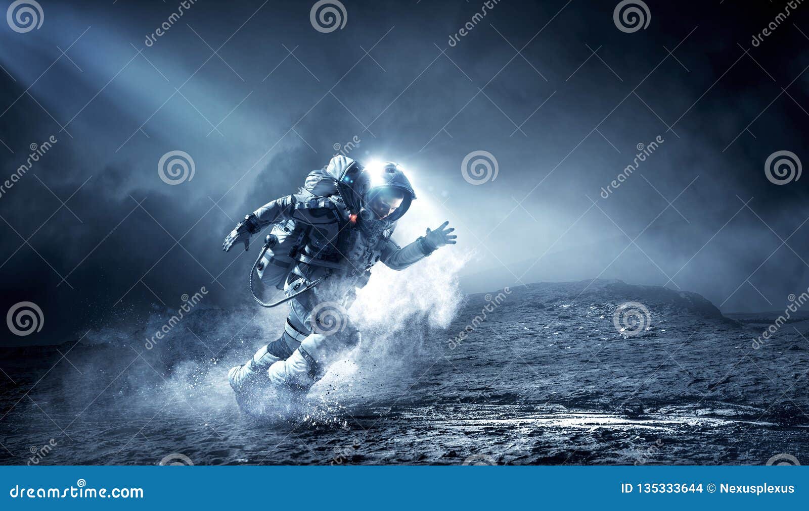 Spaceman Running Fast. Mixed Media Stock Photo - Image of mixed, space ...
