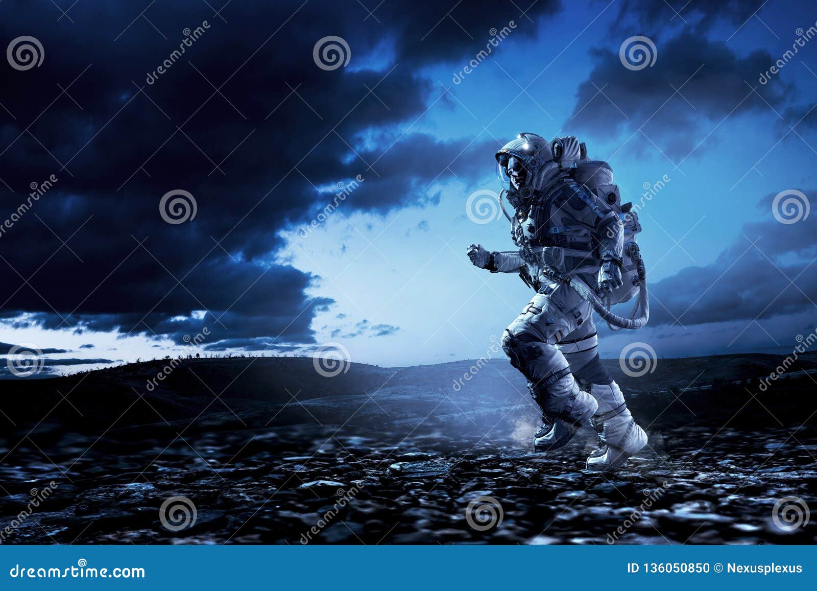 Spaceman Running Fast. Mixed Media Stock Photo - Image of fantasy ...