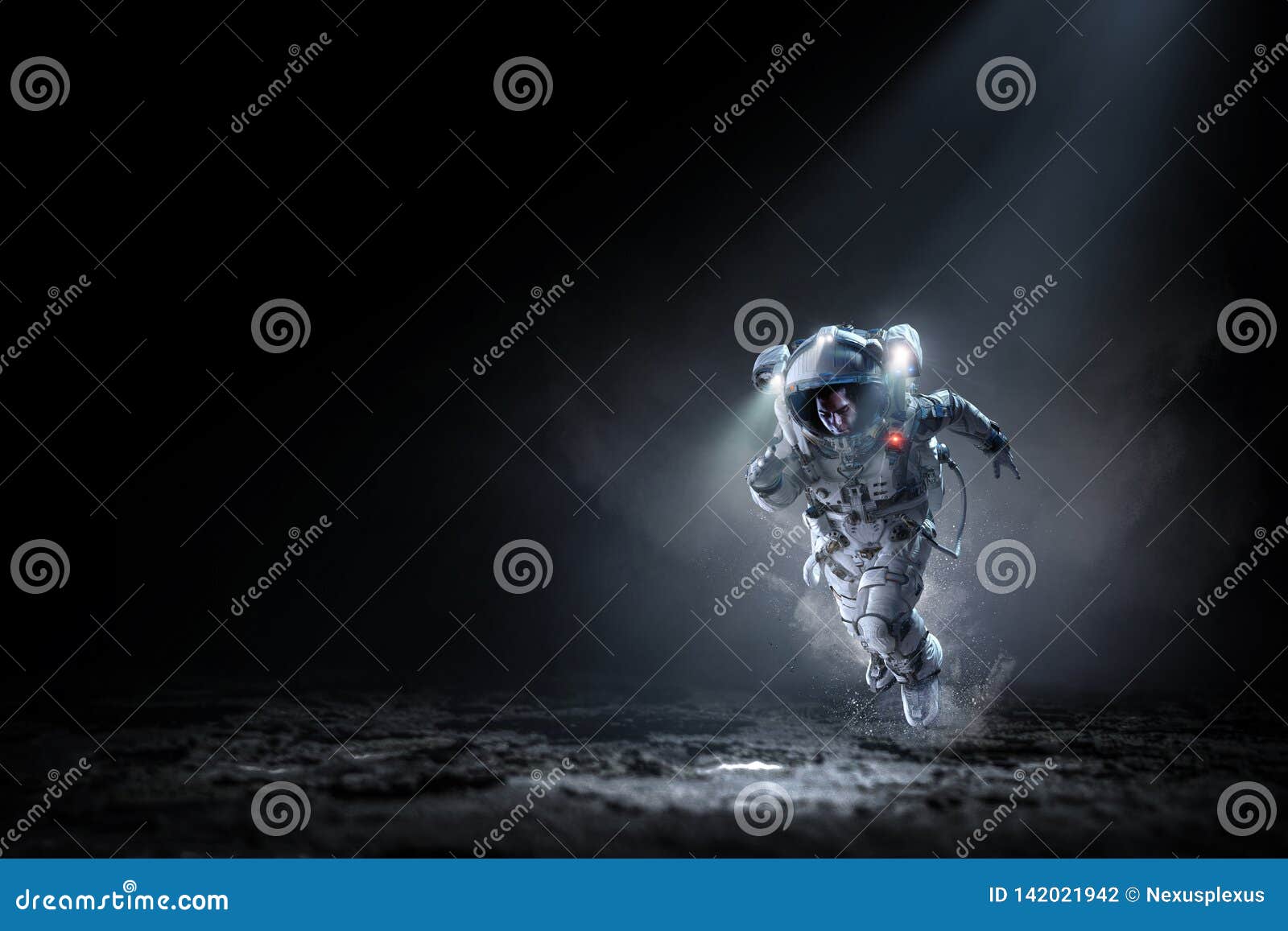 Spaceman Running Fast. Mixed Media Stock Illustration - Illustration of ...