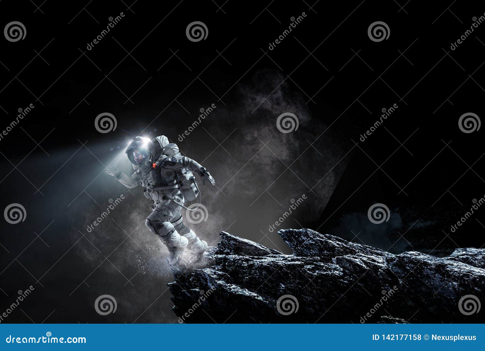Spaceman Running Fast. Mixed Media Stock Photo - Image of woman ...