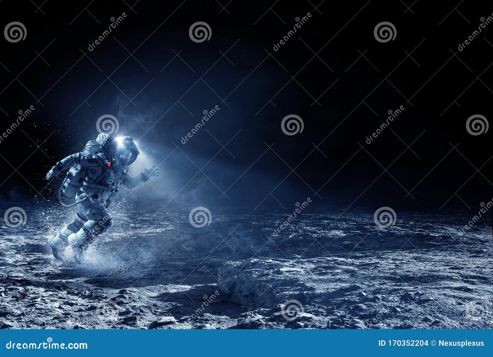 Spaceman Running Fast. Mixed Media Stock Photo - Image of female ...