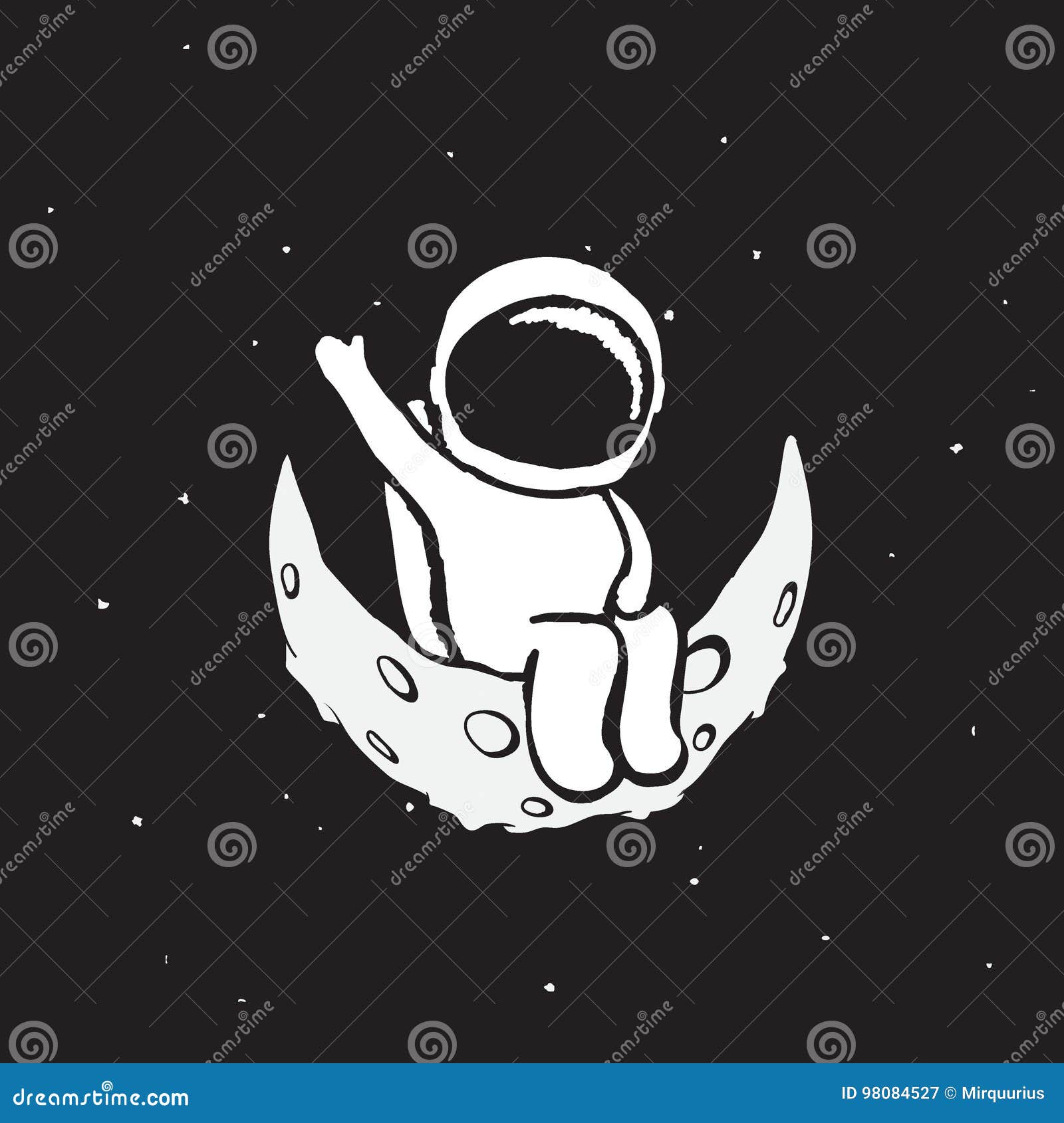 Spaceman sits on the moon stock vector. Illustration of moon - 98084527