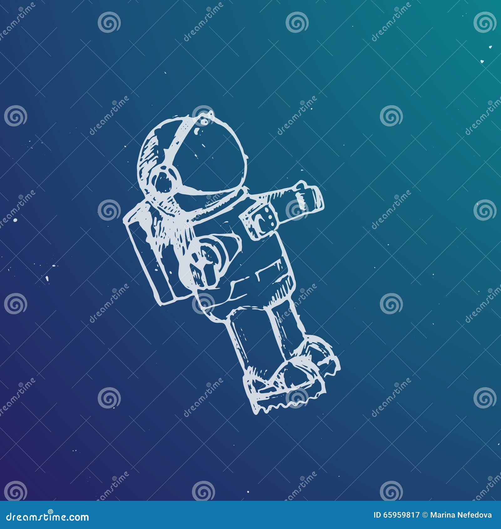 Spaceman in a Space in Sketch Style. Stock Illustration - Illustration ...