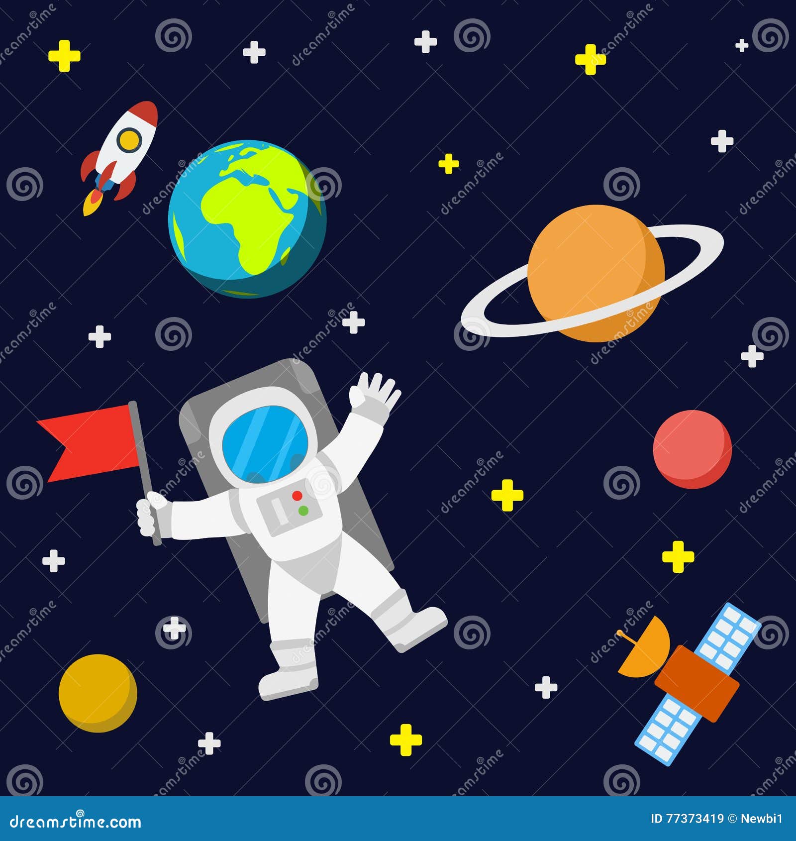 Spaceman stars and planets stock vector. Illustration of cosmic - 77373419
