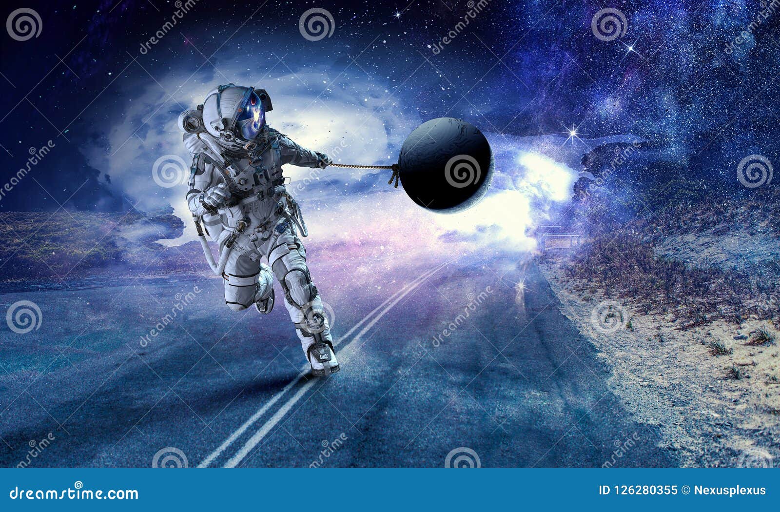 Spaceman Steal Planet. Mixed Media Stock Image - Image of mixed, globe ...