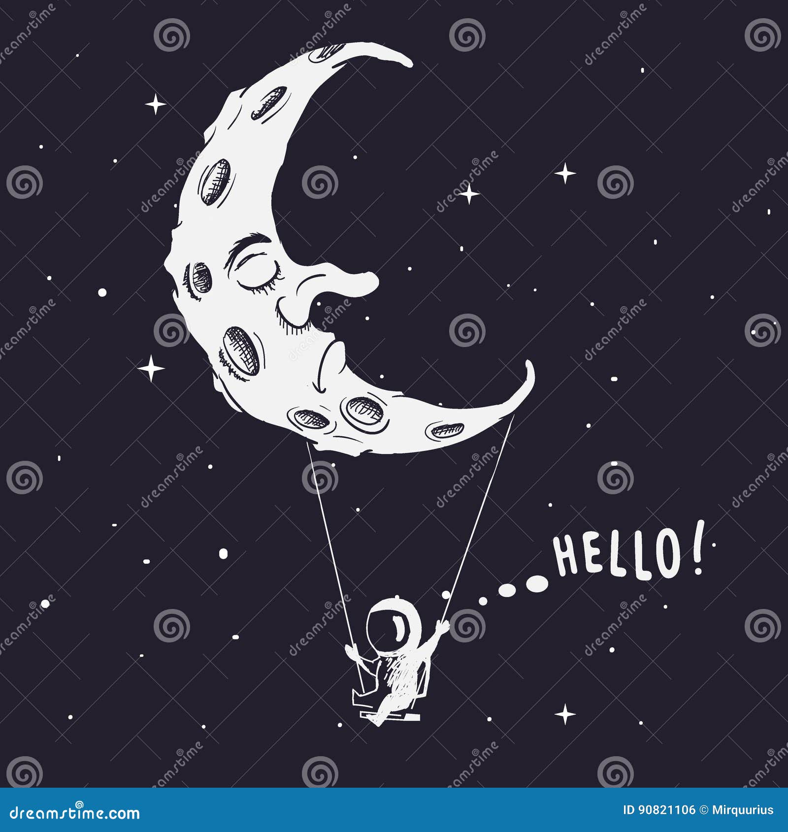 Spaceman on Swing Boat with Moon. Stock Vector - Illustration of ...