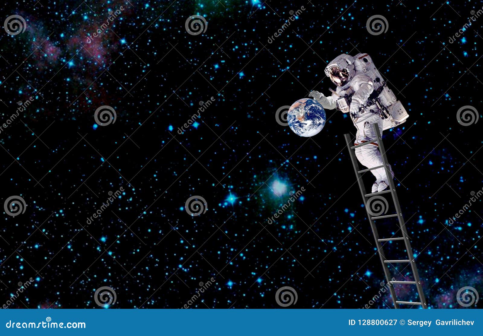 Spaceman Traveling in Space.mission in Outer Space Stock Image - Image ...
