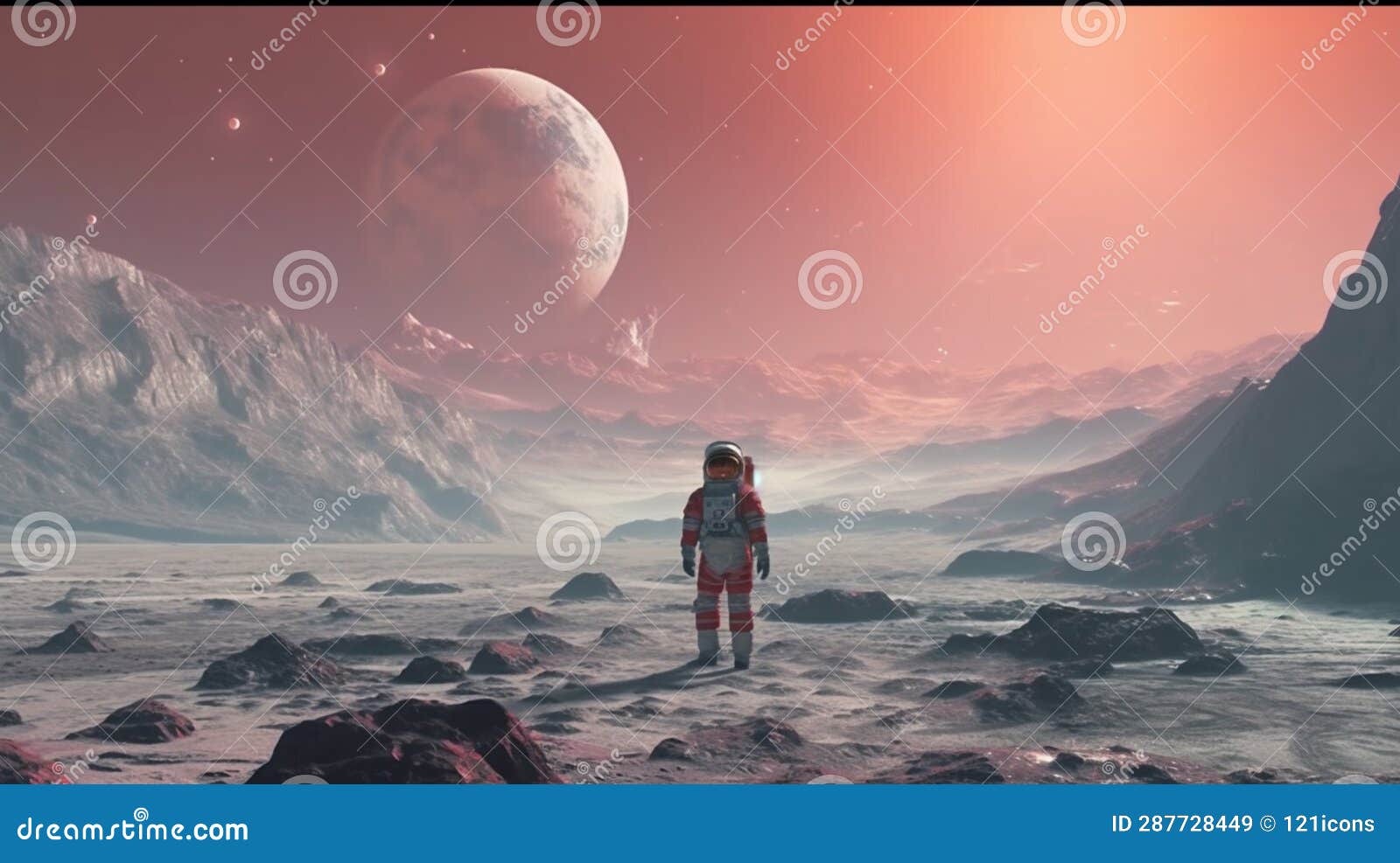 A Spaceman Walking Through A Dramatic And Atmospheric Landscape ...