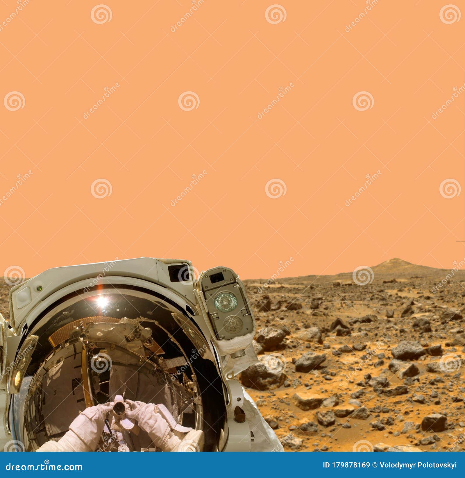 Spaceman Walks on the Planet Mars. the Elements of this Image Furnished ...