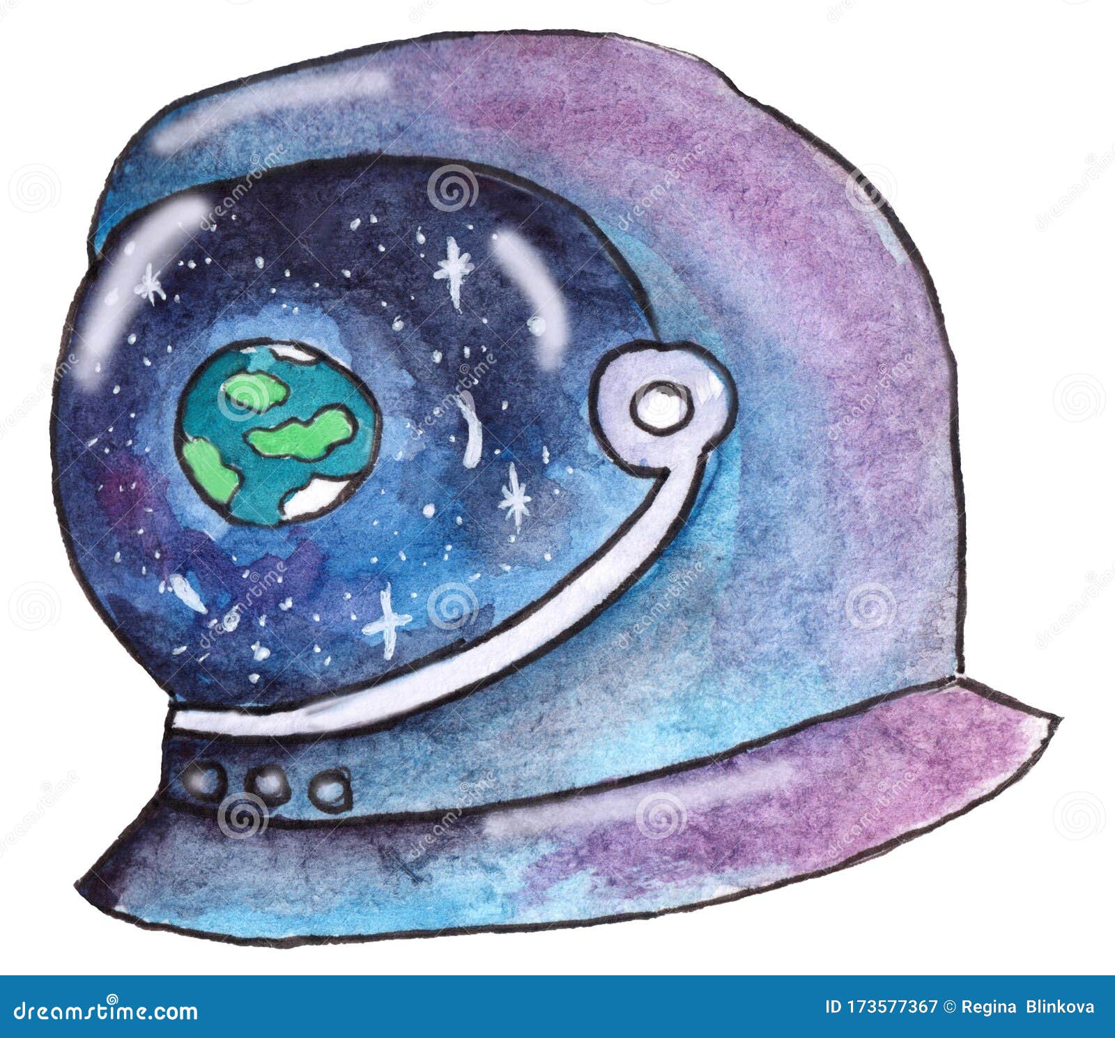 Spaceman Watercolour Helmet Children Illustration Stock Illustration ...