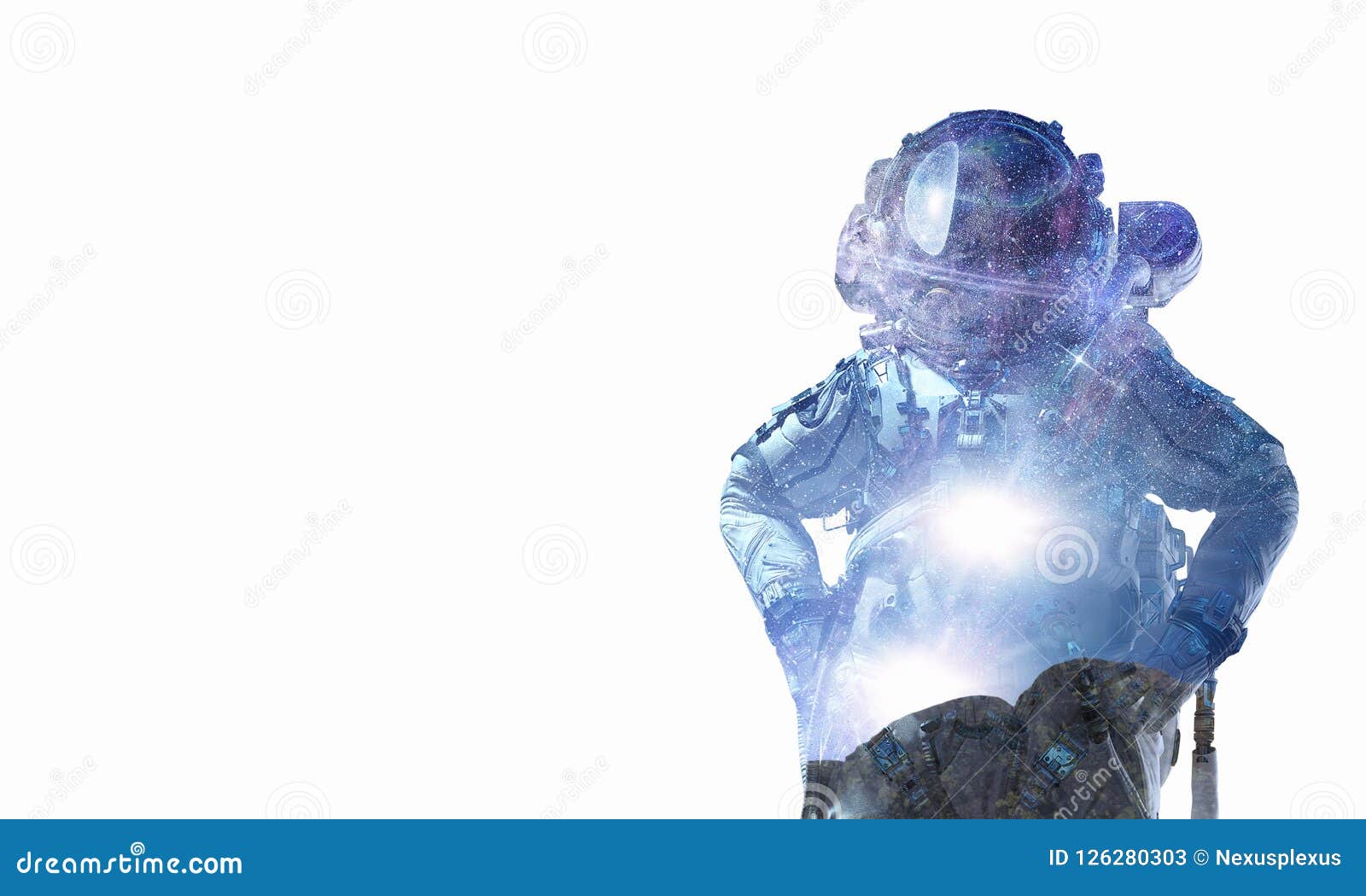 Spaceman on White. Mixed Media Stock Image - Image of spacesuit, double ...
