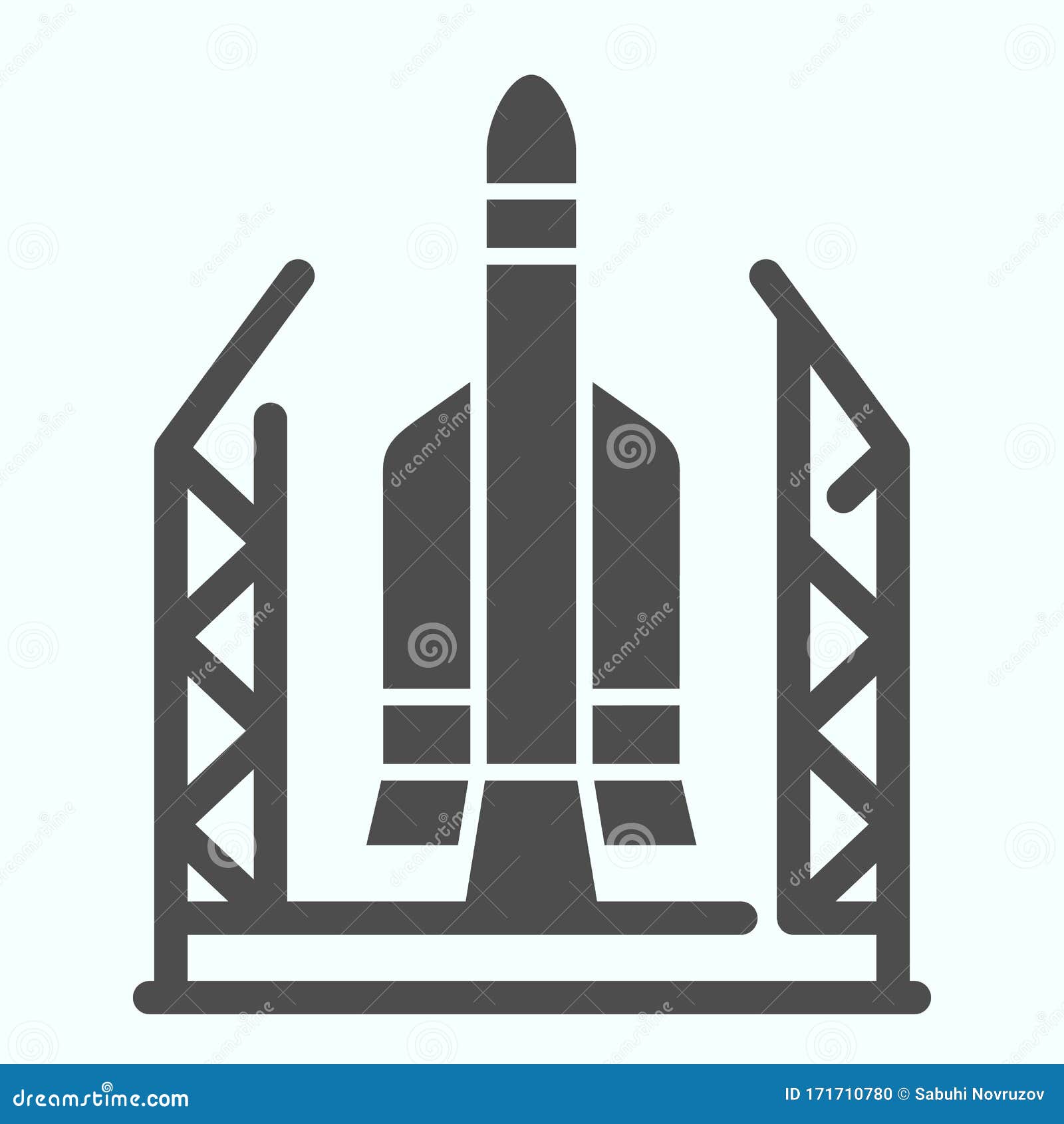 Spaceport Solid Icon. Base for Spacecraft with Rocket Launch Stock ...