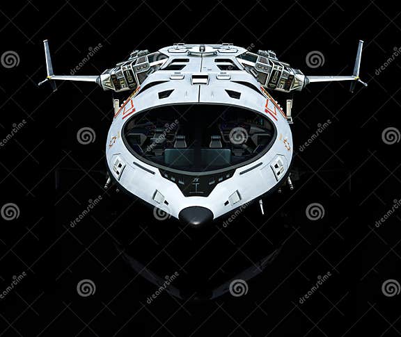Spaceship Above the Clouds Backside View Stock Illustration ...