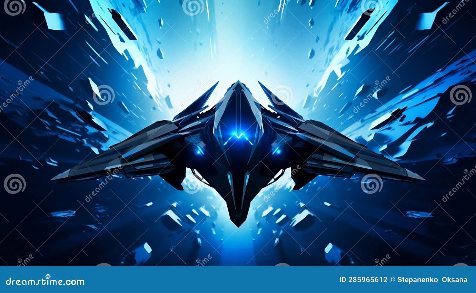 Spaceship Abstract Concept. 3D Render Space Galaxy Background Triangle ...