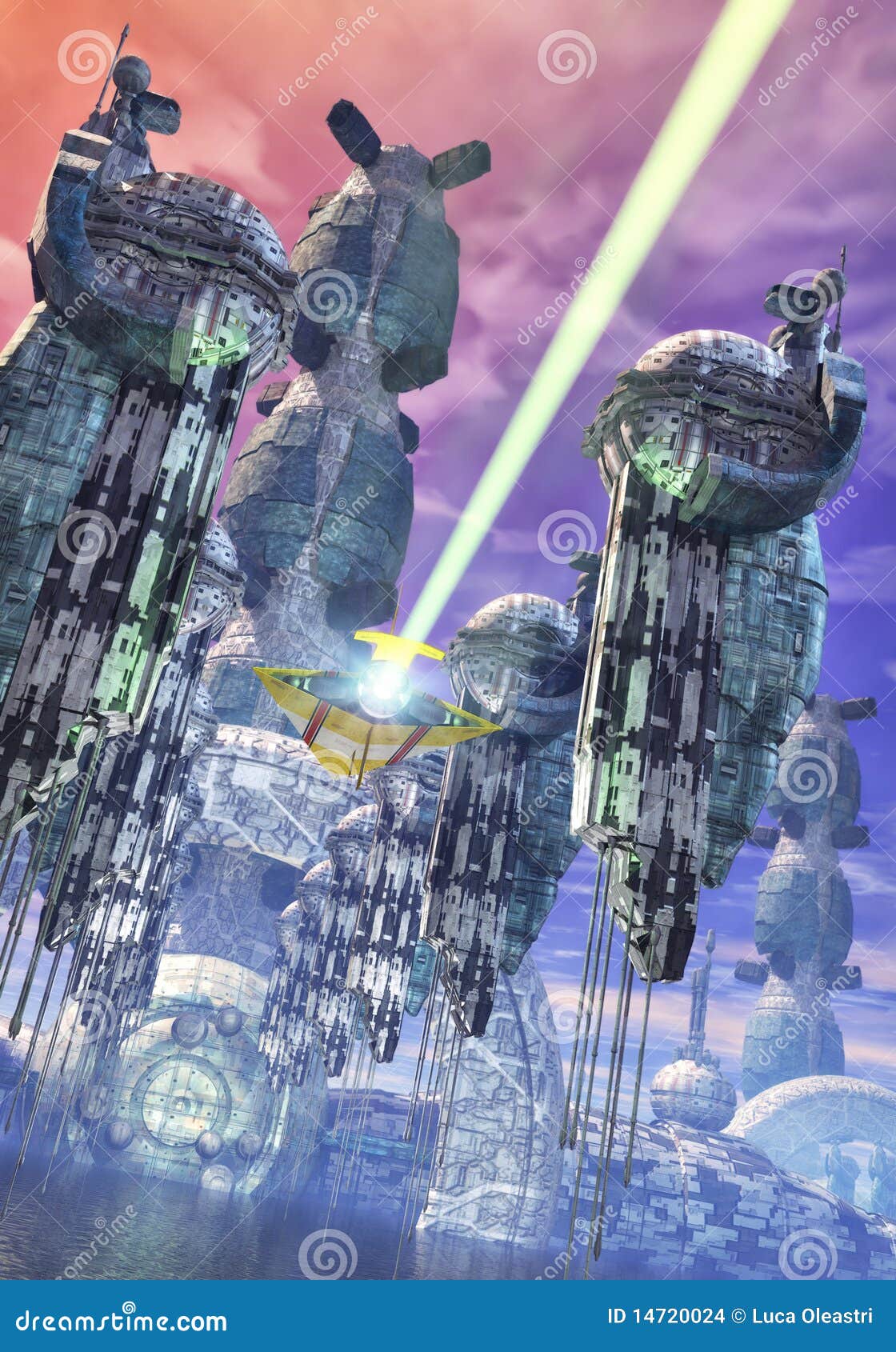 Spaceship and alien planet stock illustration. Illustration of concept ...