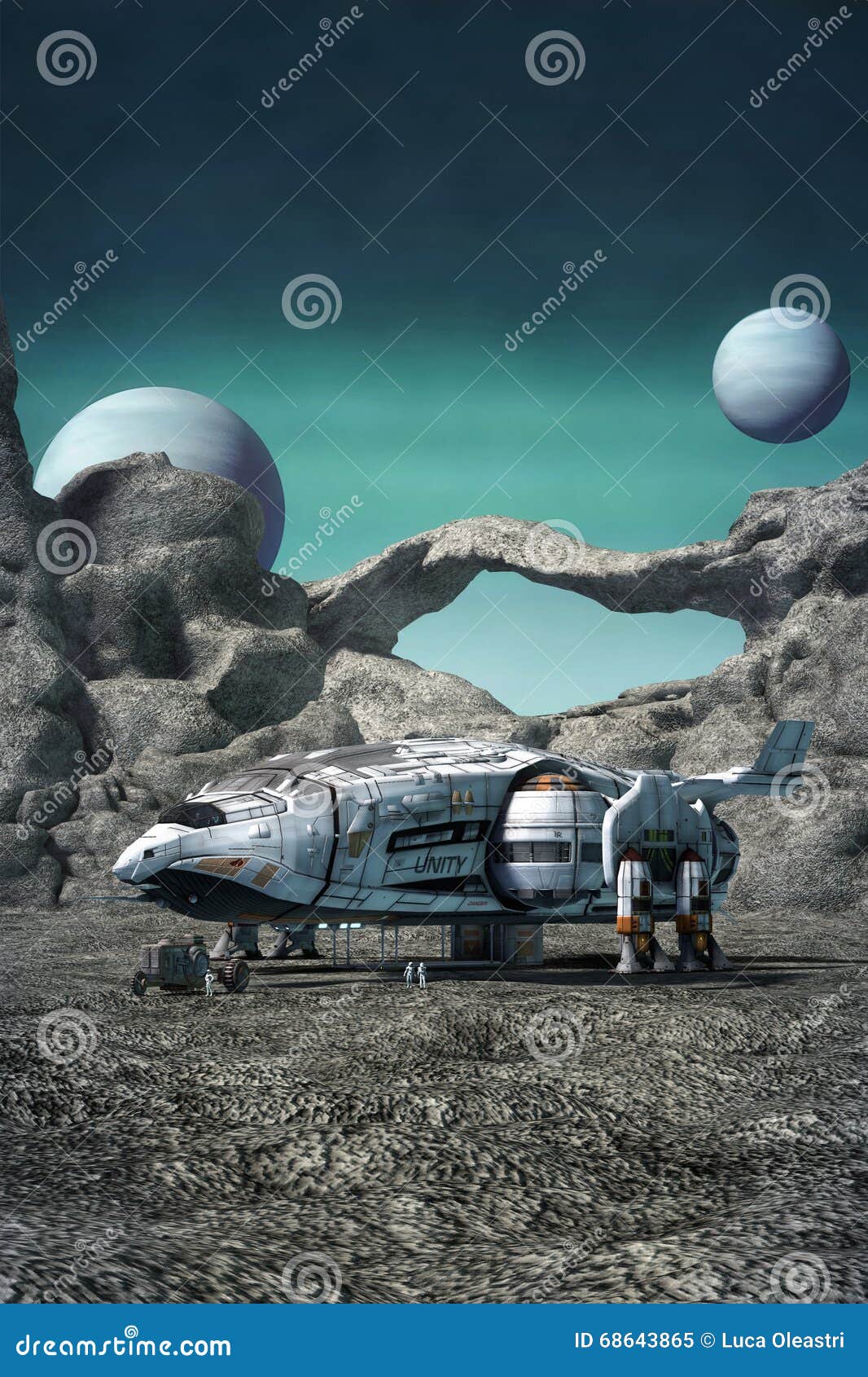 Spaceship on an Alien Planet Stock Illustration - Illustration of ...