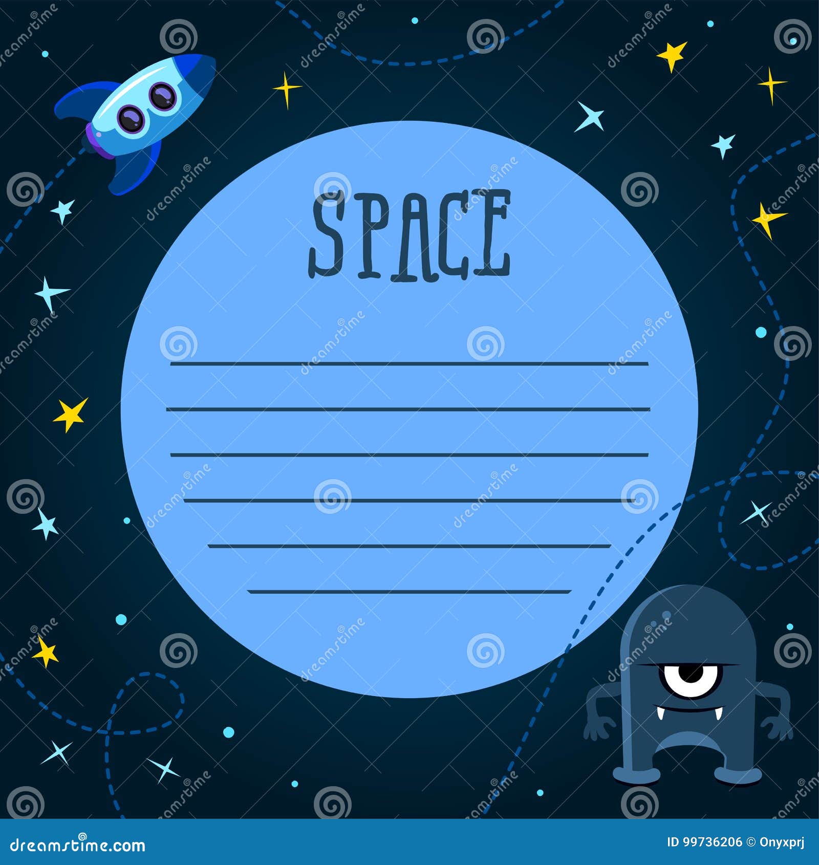 Spaceship Background with Space for Your Text in Cartoon Style Stock ...