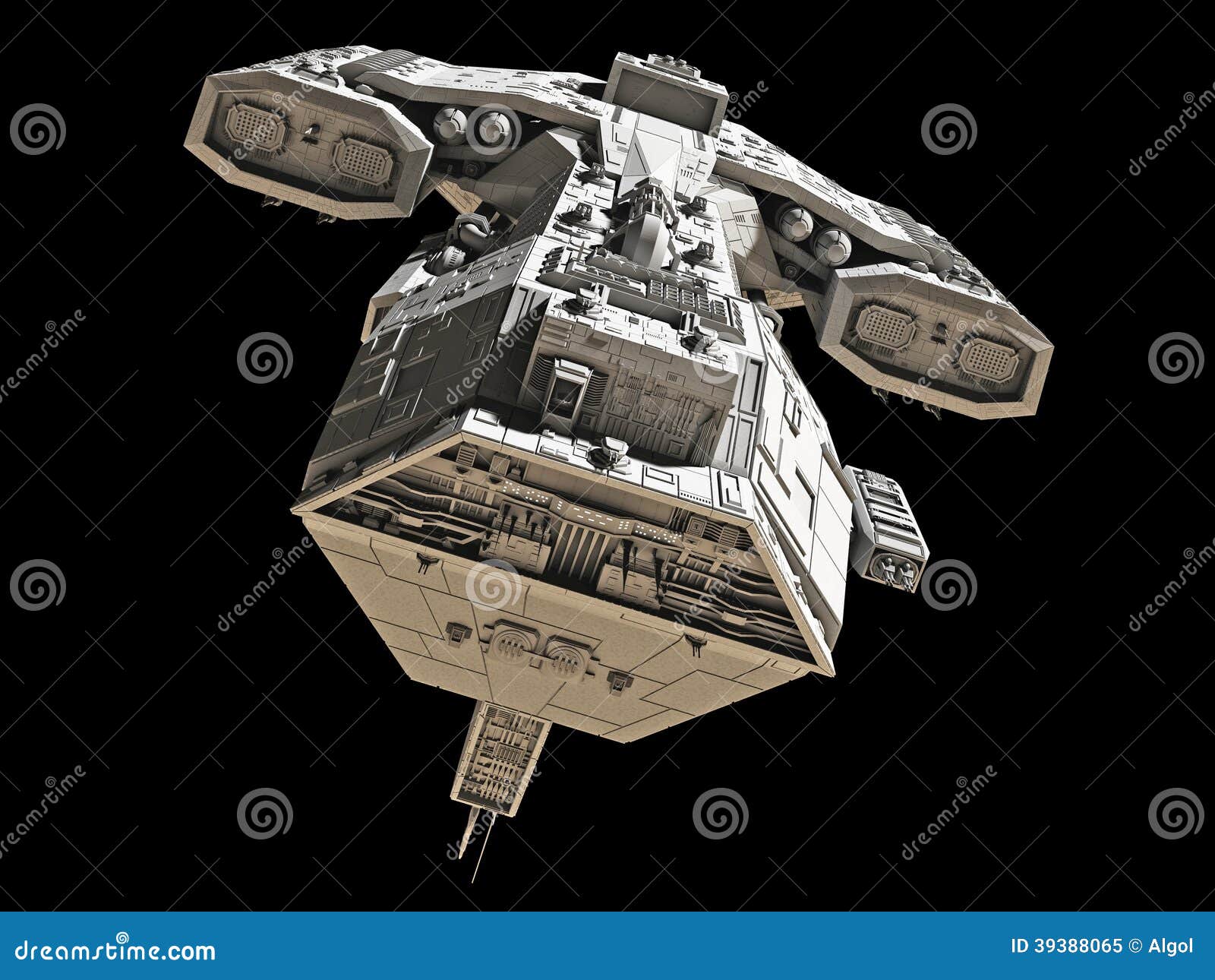 Spaceship On Black - Front View Stock Illustration - Image: 39388065