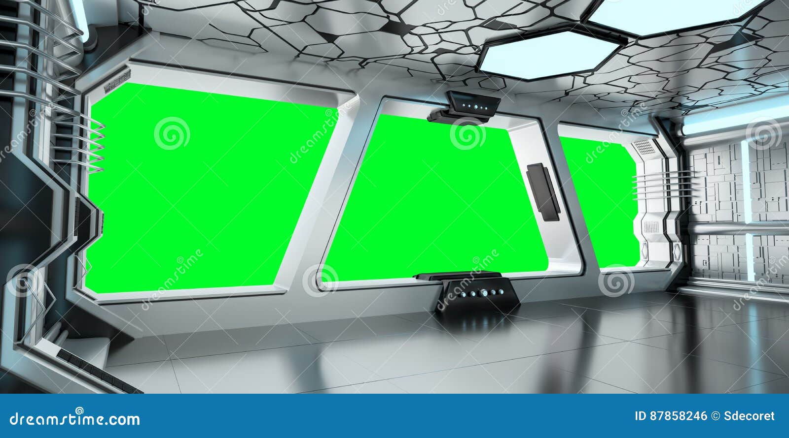 Spaceship Window View Of Earth. Blue Planet With Clouds. Outer Space ...