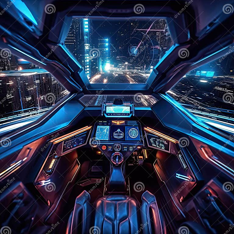 Spaceship Cockpit and High Speed. Stock Illustration - Illustration of ...