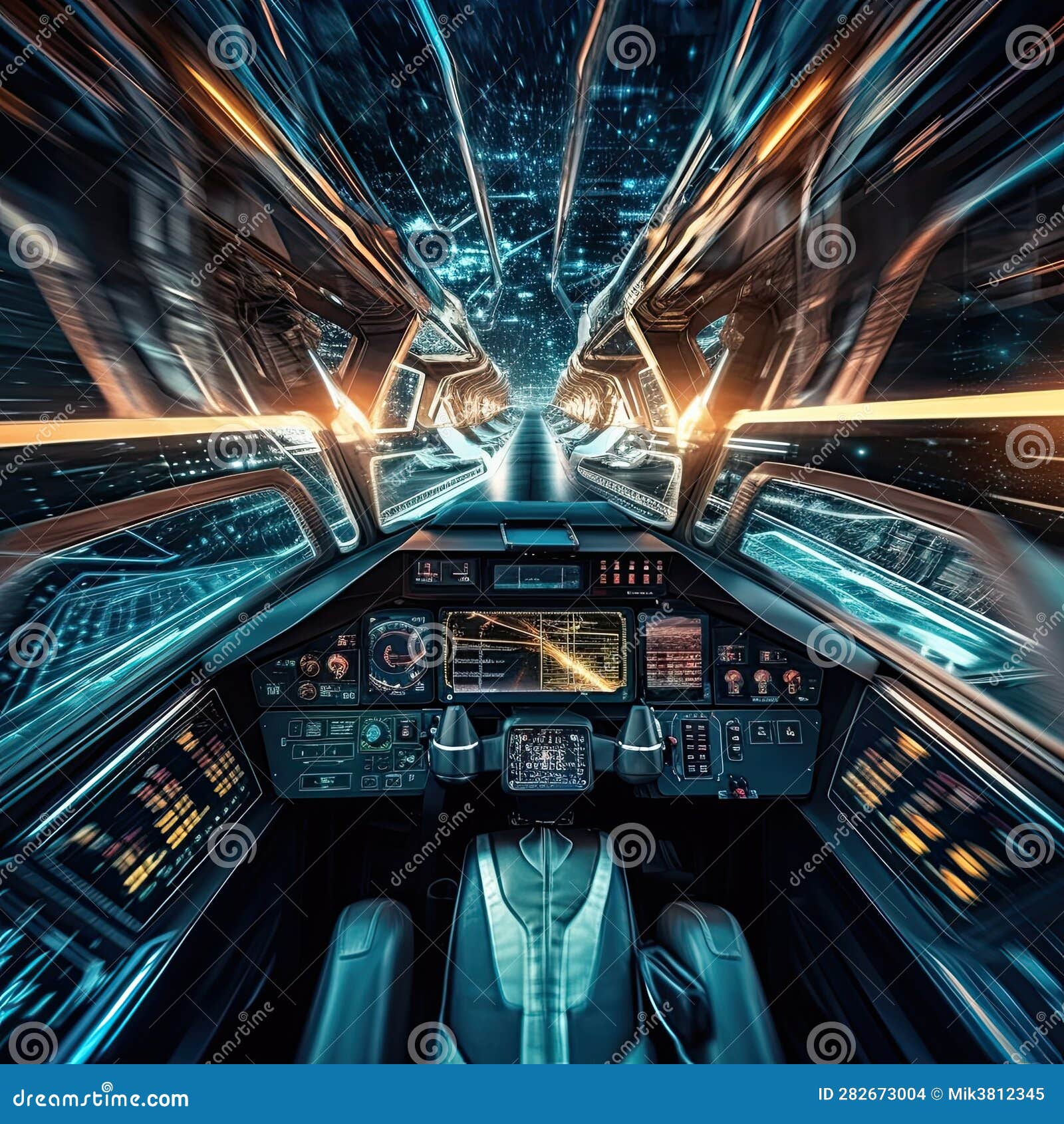 Spaceship Cockpit and High Speed. Stock Illustration - Illustration of ...