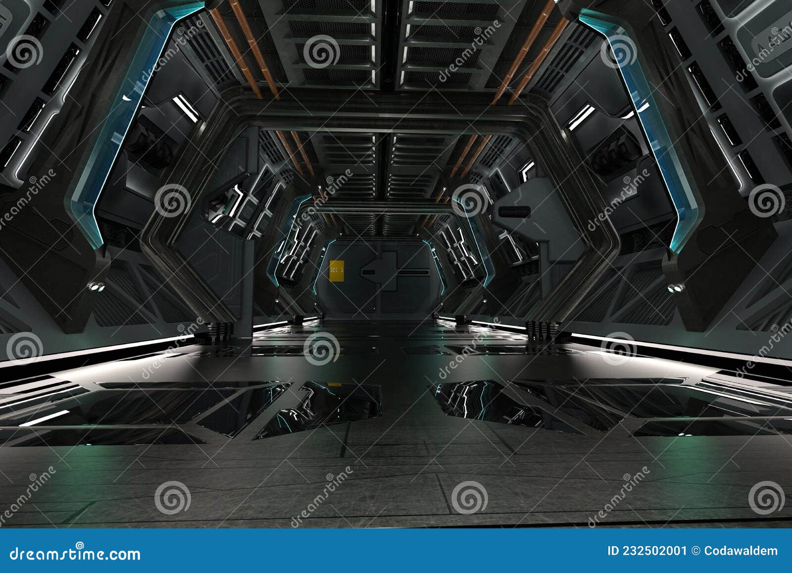 Spaceship Control Lab. 3D Rendering-Illustration Stock Illustration ...