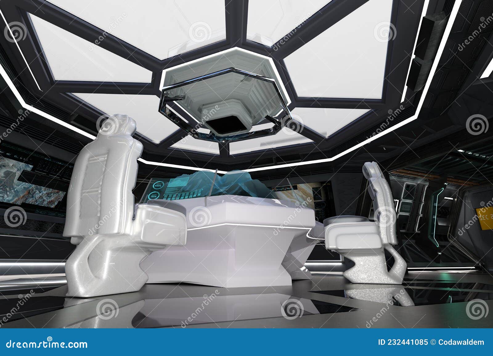 Spaceship control lab. stock illustration. Illustration of high - 232441085