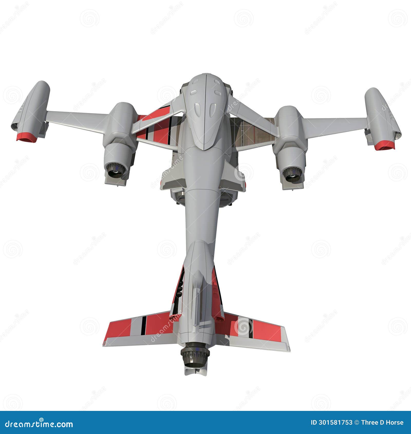 Spaceship 3D Rendering on White Background Stock Illustration ...