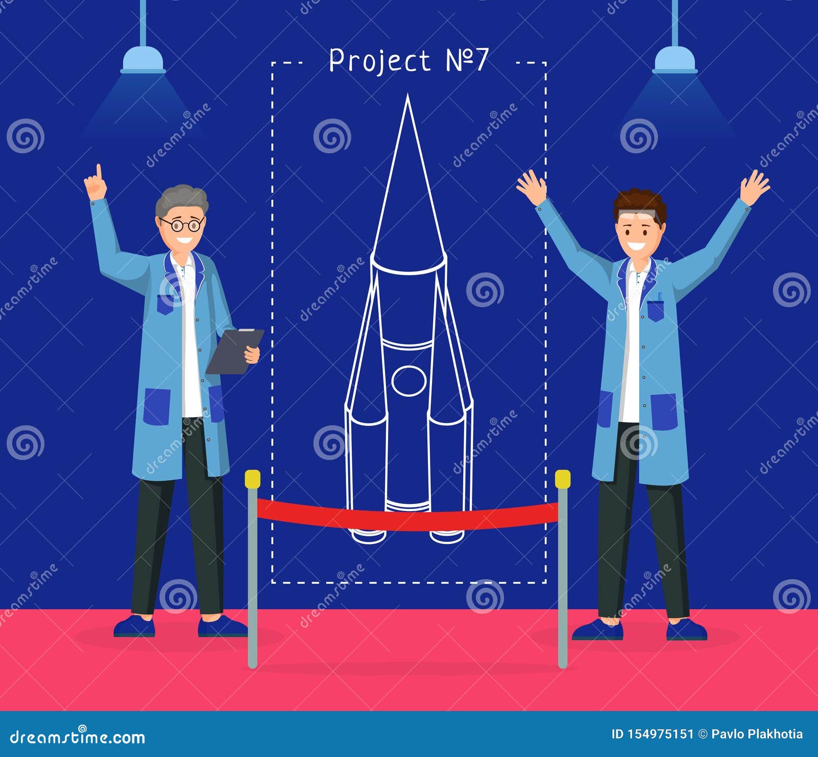 Spaceship Design Project Vector Illustration. Cheerful Engineers ...