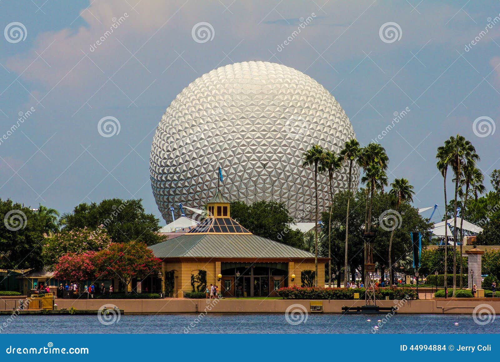 Spaceship Earth Theme Park Ride Entrance At Disney World EPCOT Park ...