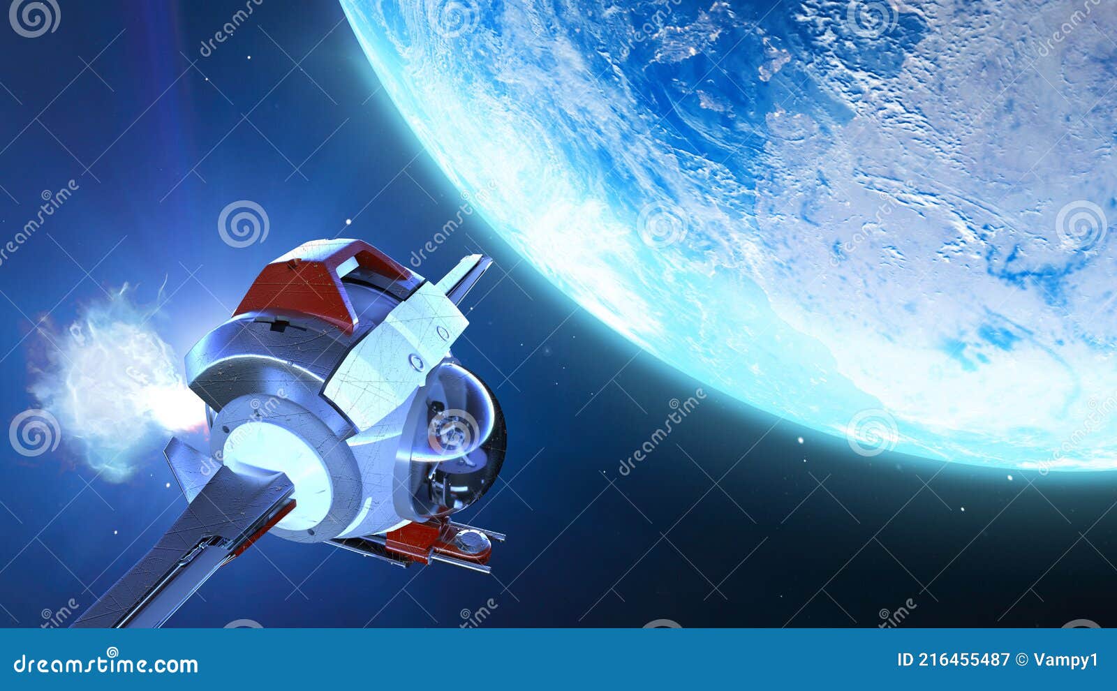 Spaceship in Earth Orbit. Exploration of Planets. Sci-fi. Conquer New ...