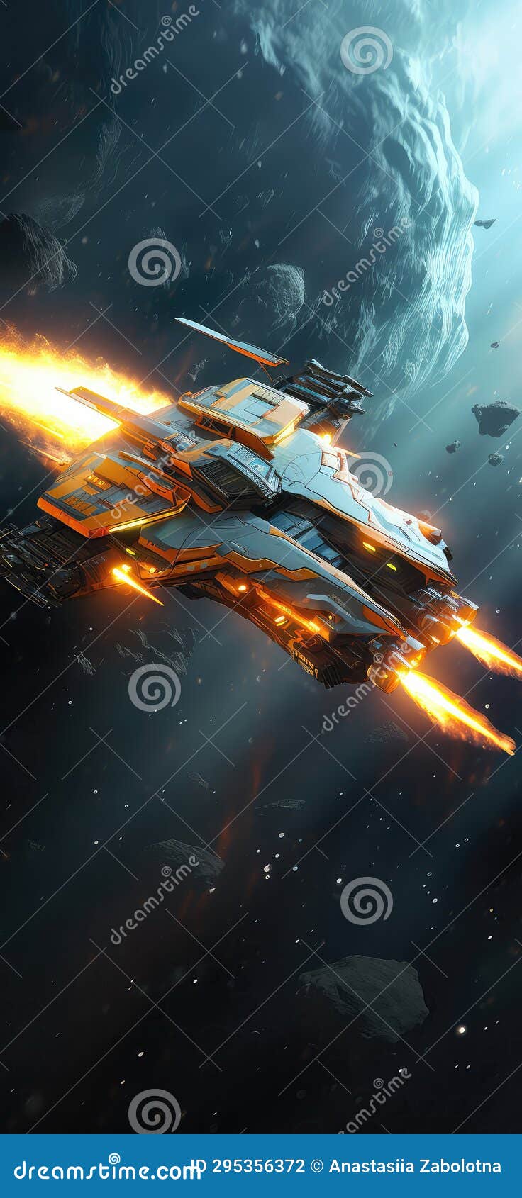 Spaceship Engaged in War Battle Stock Illustration - Illustration of ...