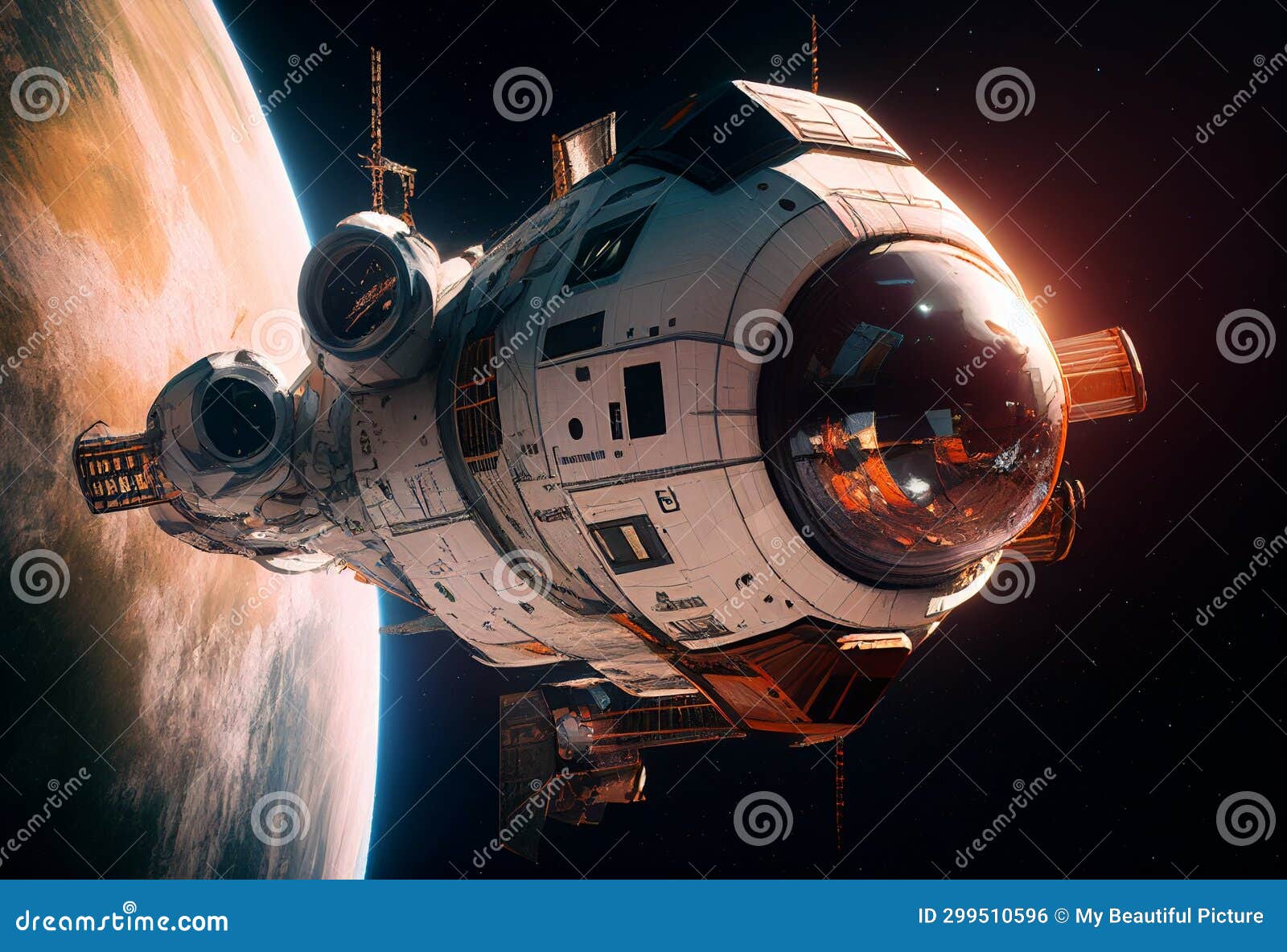 Spaceship in Escape. Space Travel Stock Photo - Image of shuttle ...