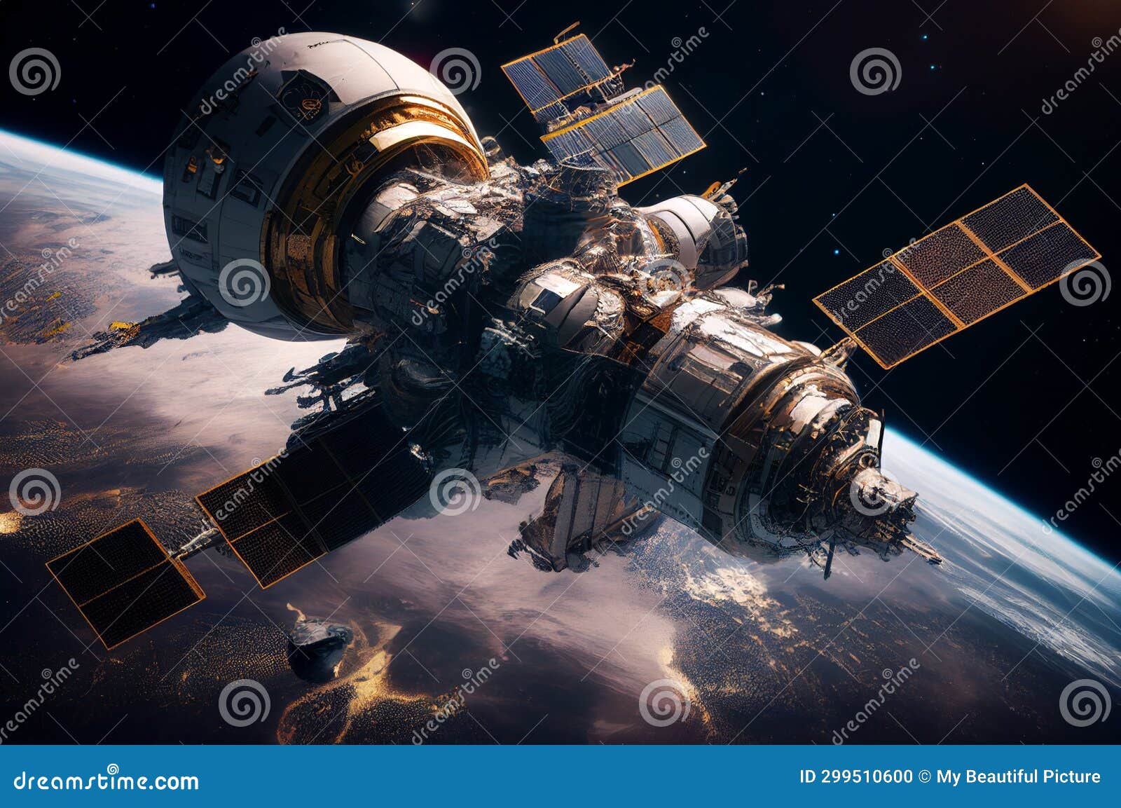 Spaceship in Escape. Space Travel Stock Photo - Image of science ...