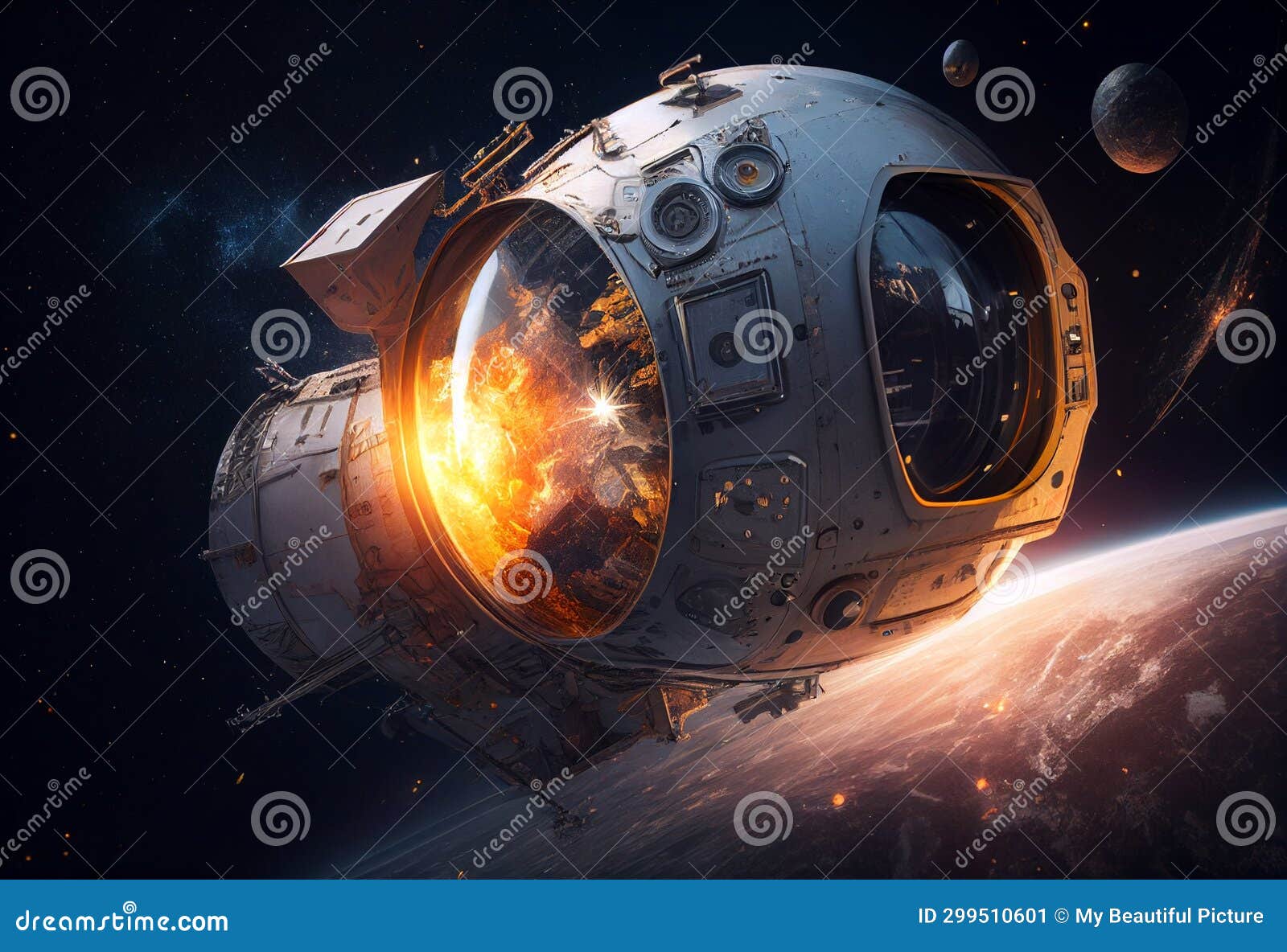 Spaceship in Escape. Space Travel Stock Image - Image of flight, space ...