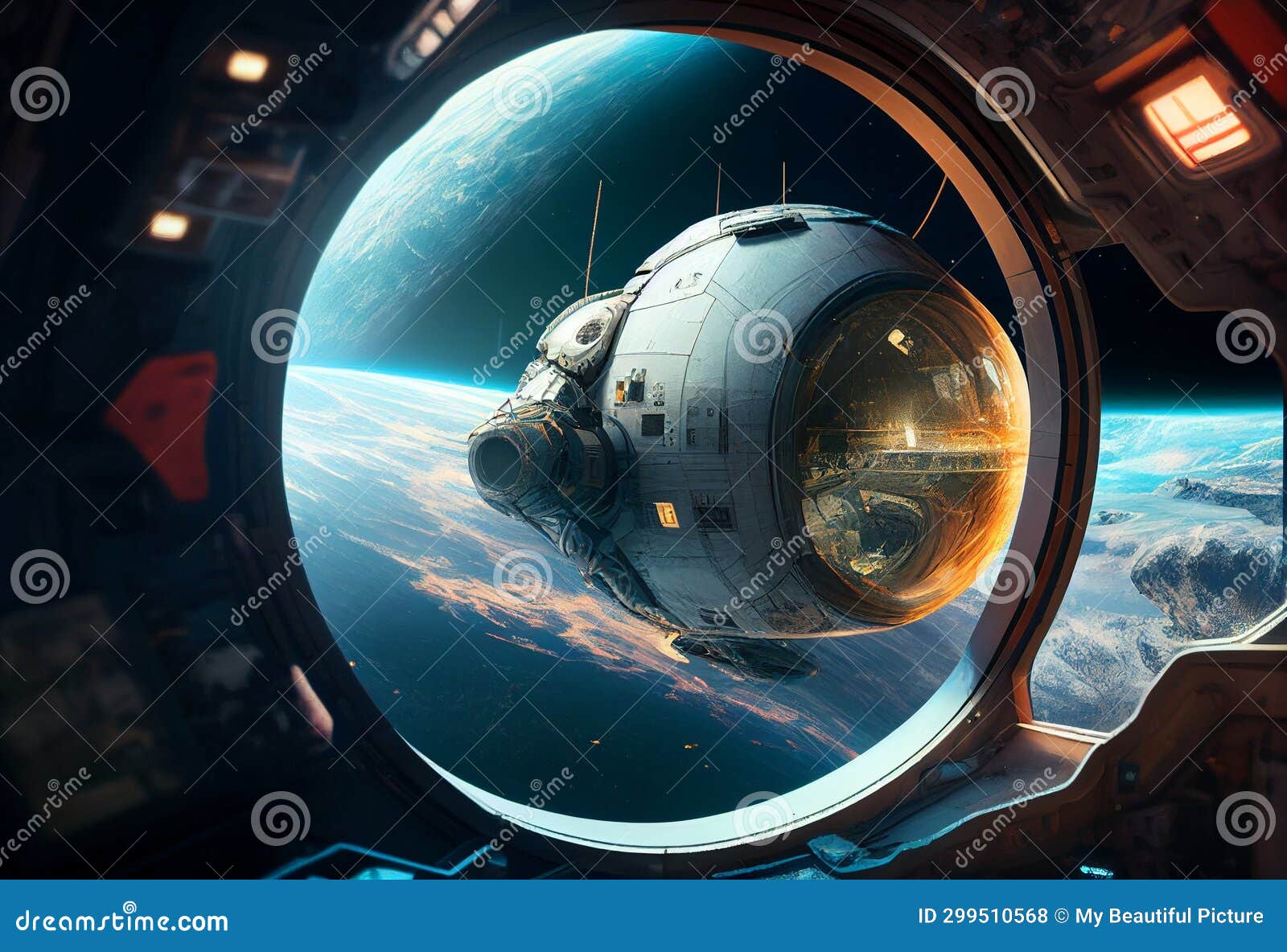 Spaceship in Escape. Space Travel Stock Photo - Image of communication ...